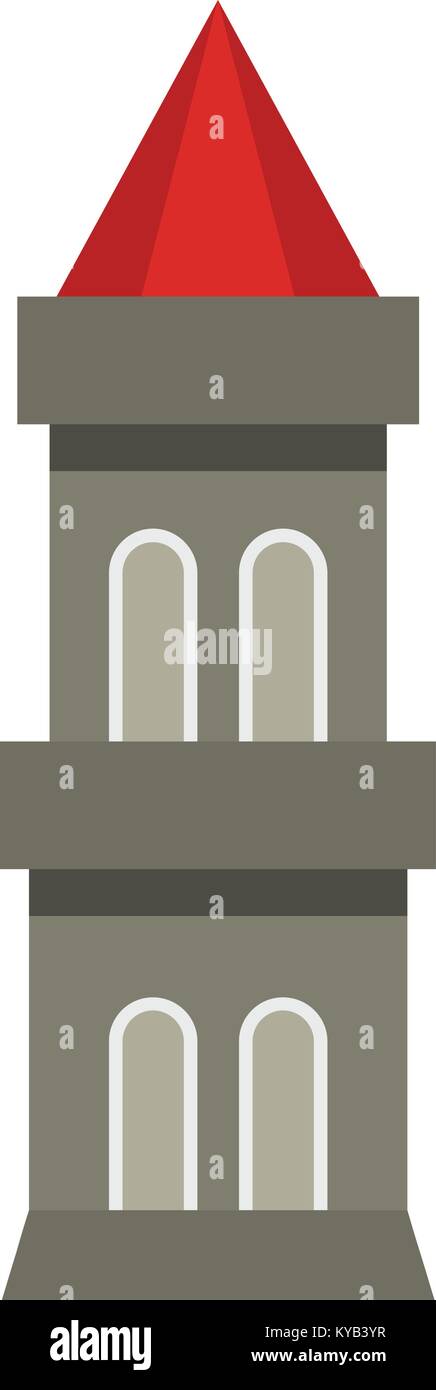 Medieval battle tower icon flat isolated on white background vector ...