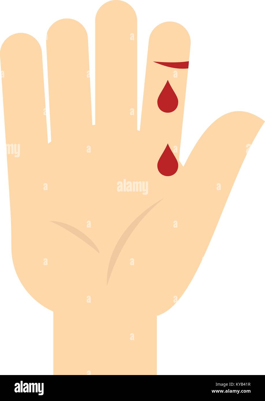 Bleeding human thumb icon flat isolated on white background vector ...