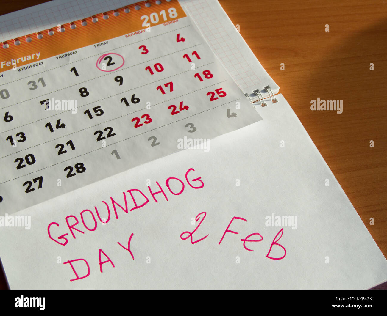 Groundhog day February calendar, Notepad with date 2 Feb Stock Photo ...