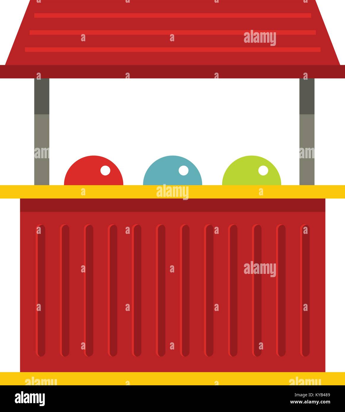 Red carnival fair booth icon flat isolated on white background vector ...