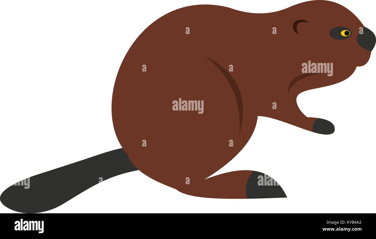 North American beaver icon flat isolated on white background vector ...