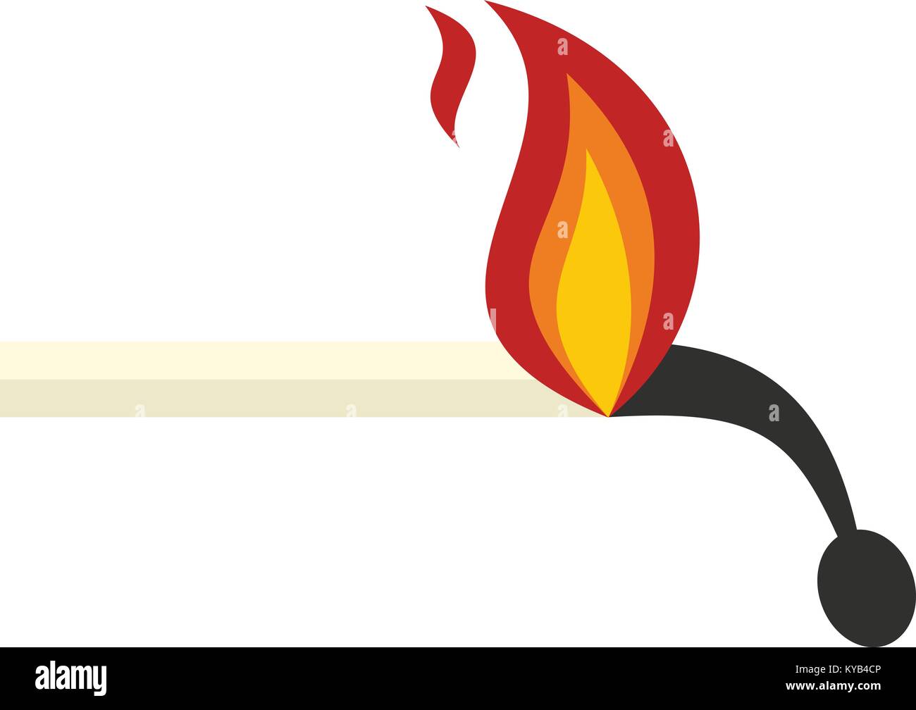 Burning match icon flat isolated on white background vector ...