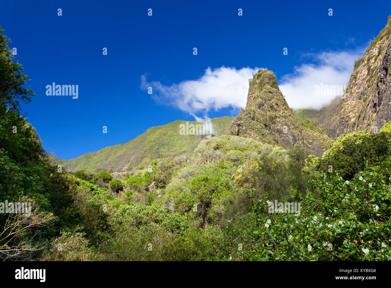The famous Iao Needle in the Iao Valley State Park in Maui, Hawaii ...