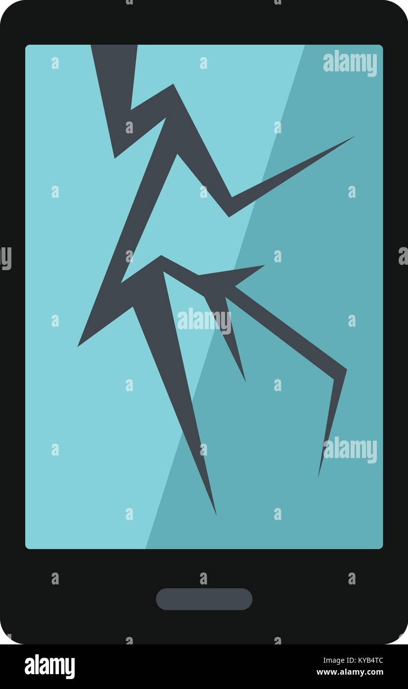Cracked phone icon flat isolated on white background vector ...