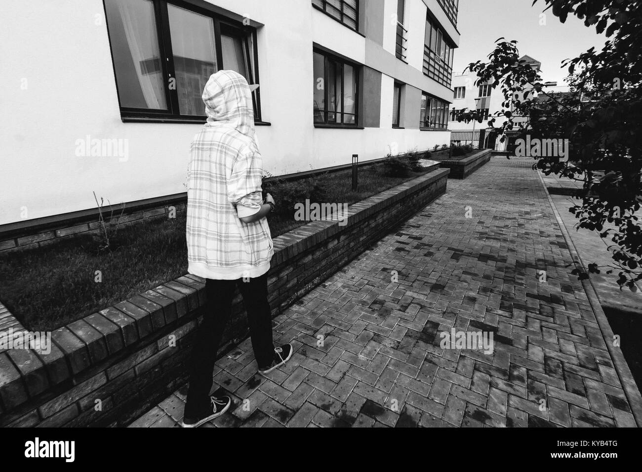 Man beard in checkered Black and White Stock Photos & Images - Alamy