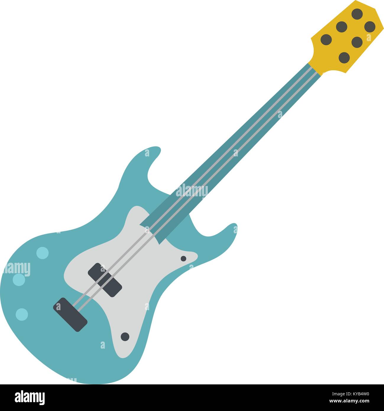 Blue electric guitar icon flat isolated on white background vector ...