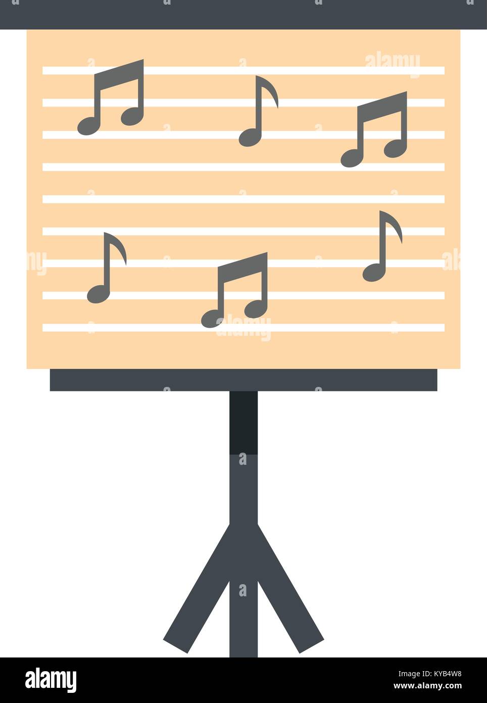 Music stand with piano notes icon flat isolated on white background ...