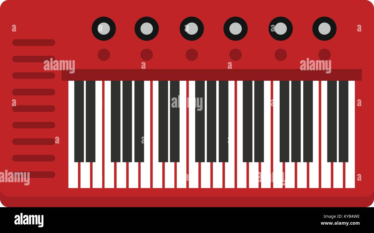 Red synthesizer icon flat isolated on white background vector ...