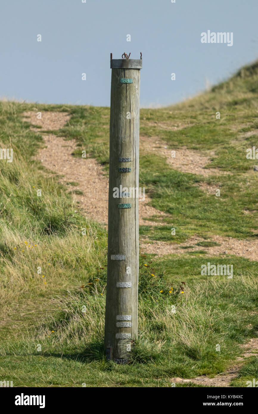 Storm Surge Column on Mandø a pole marking high water during floods ...