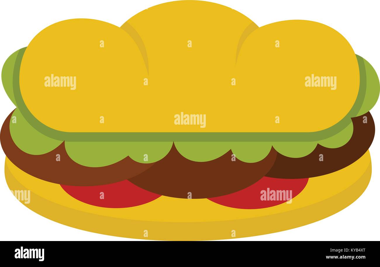 Sandwich with meat patties icon flat isolated on white background ...