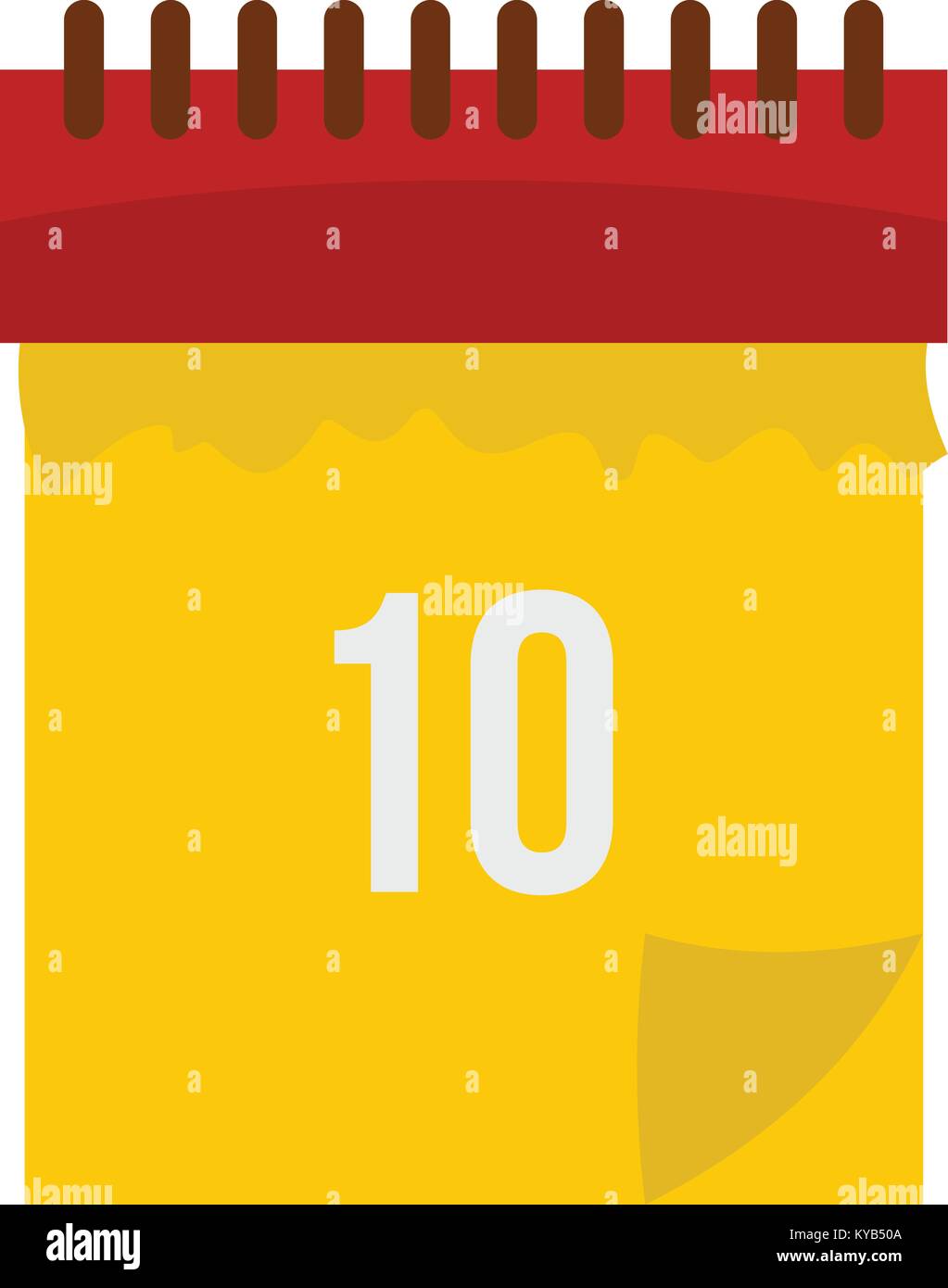 Yellow calendar with 10 date icon flat isolated on white background ...