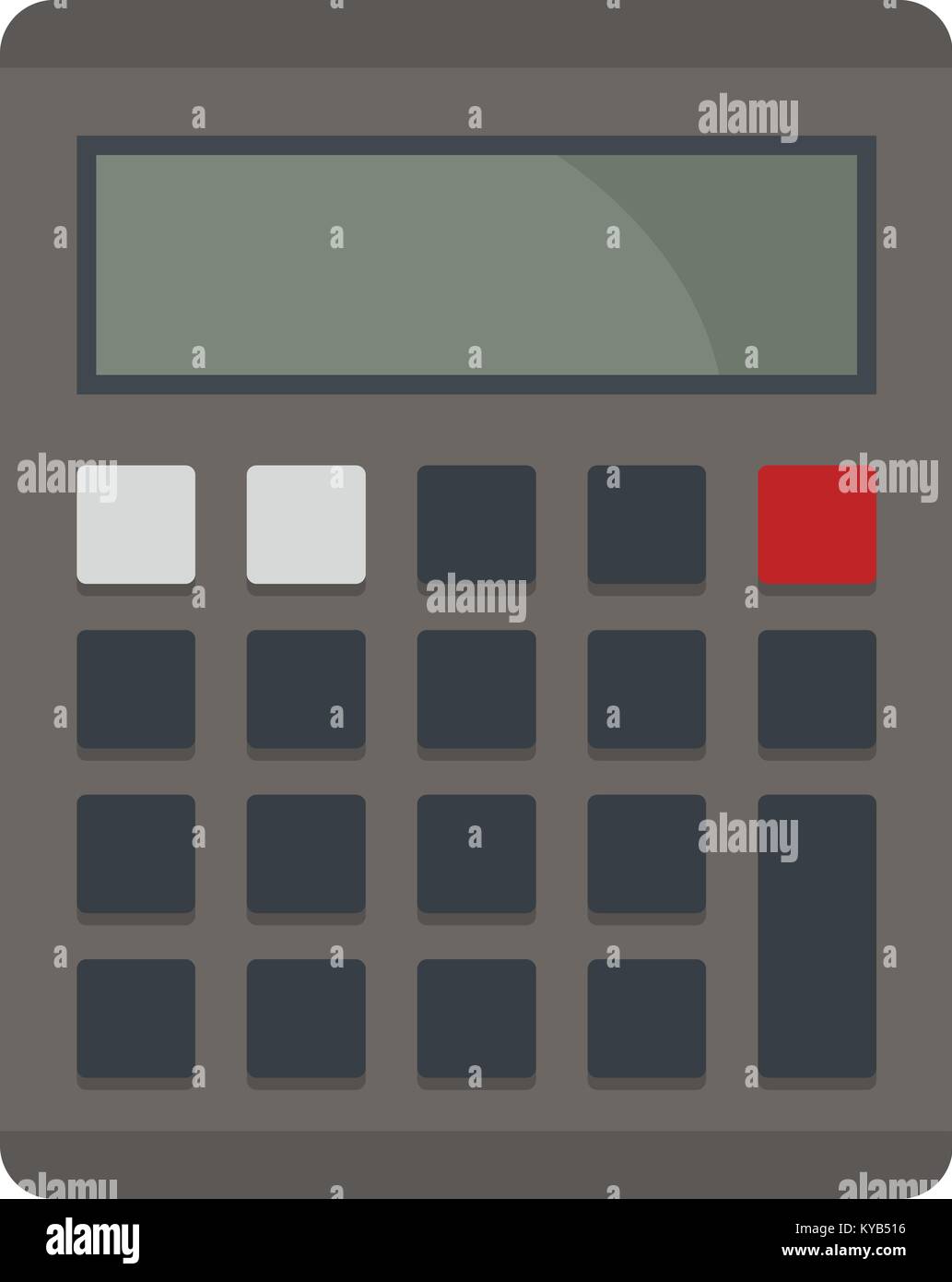 Grey electronic calculator icon flat isolated on white background ...