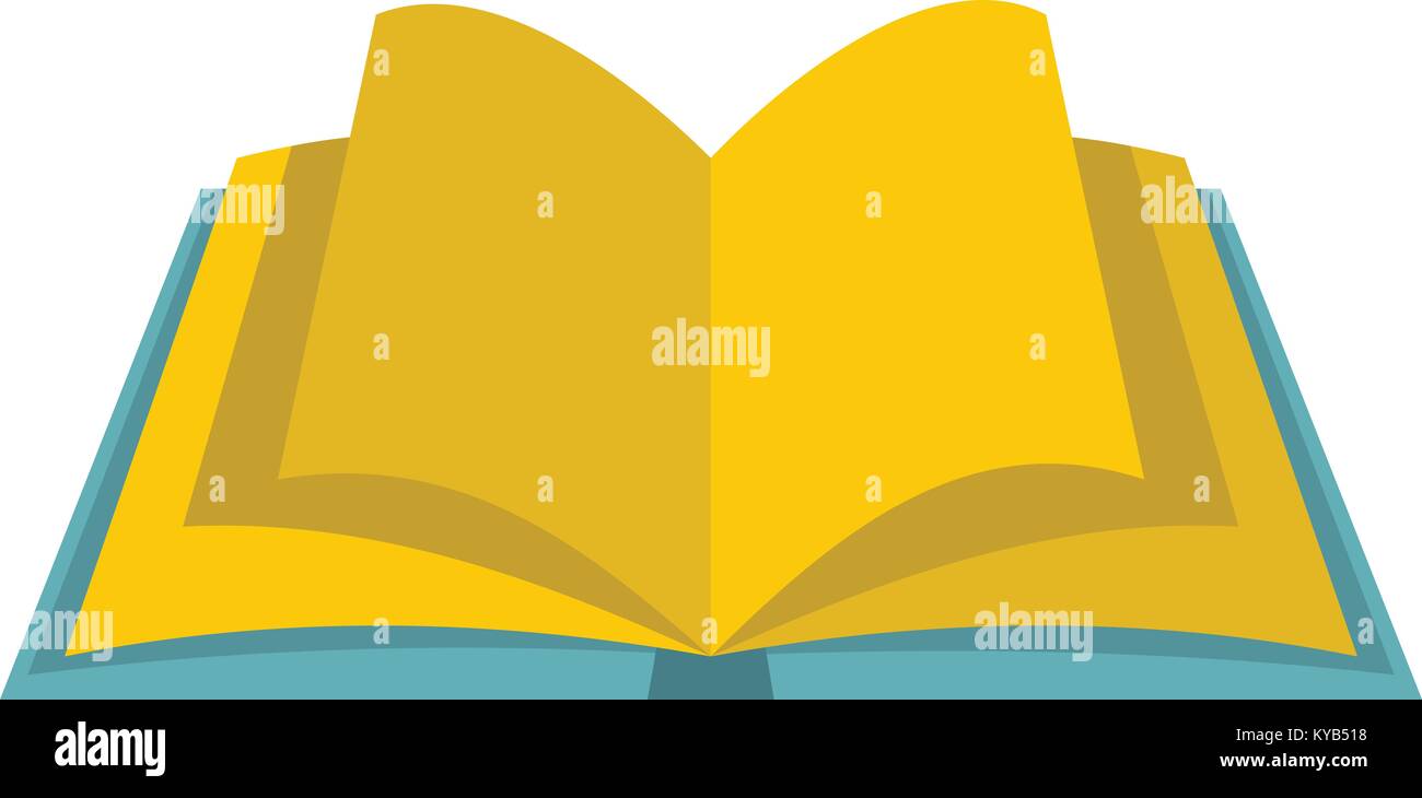 Open book with yellow pages icon flat isolated on white background ...