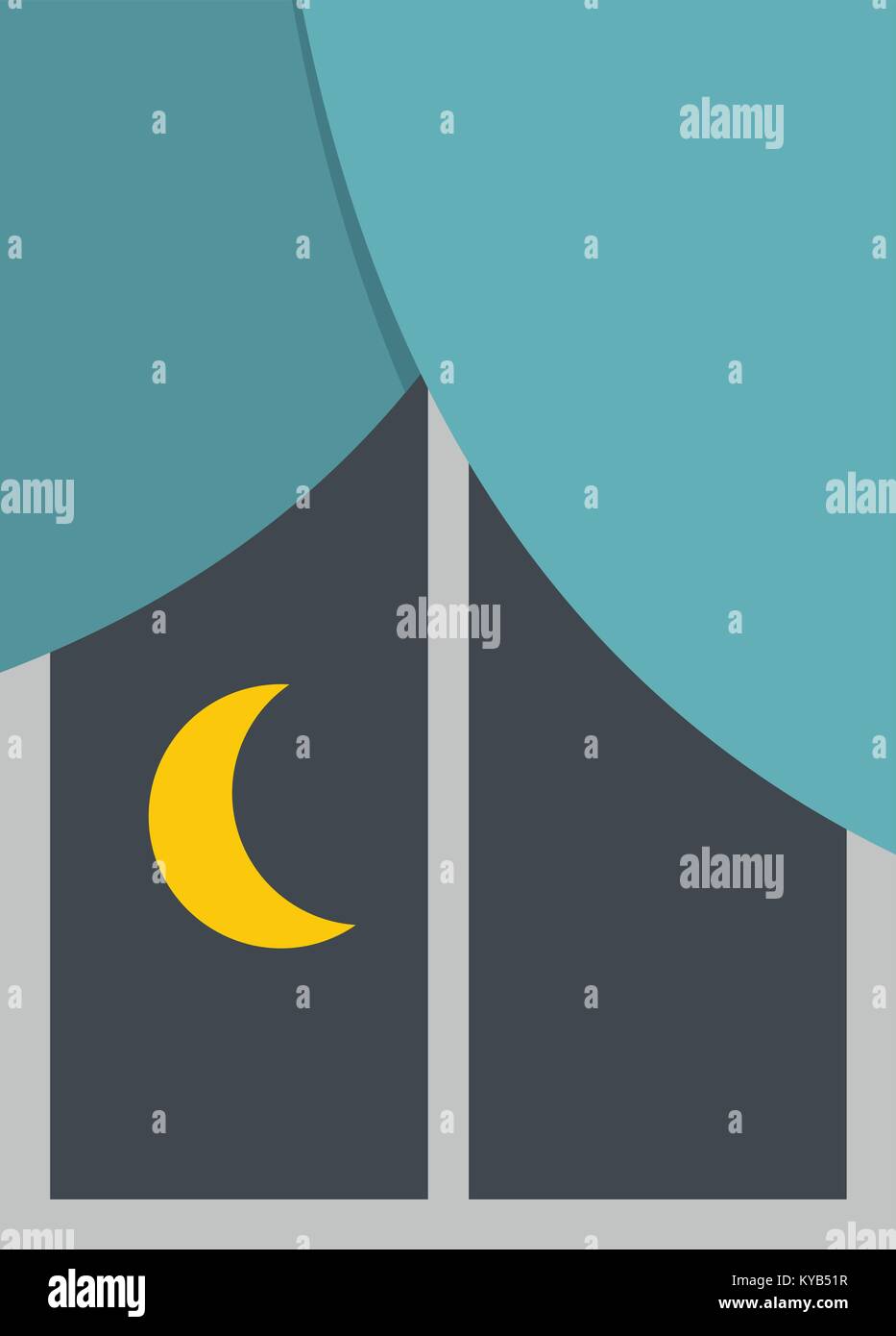 Night view from a window icon flat isolated on white background vector ...