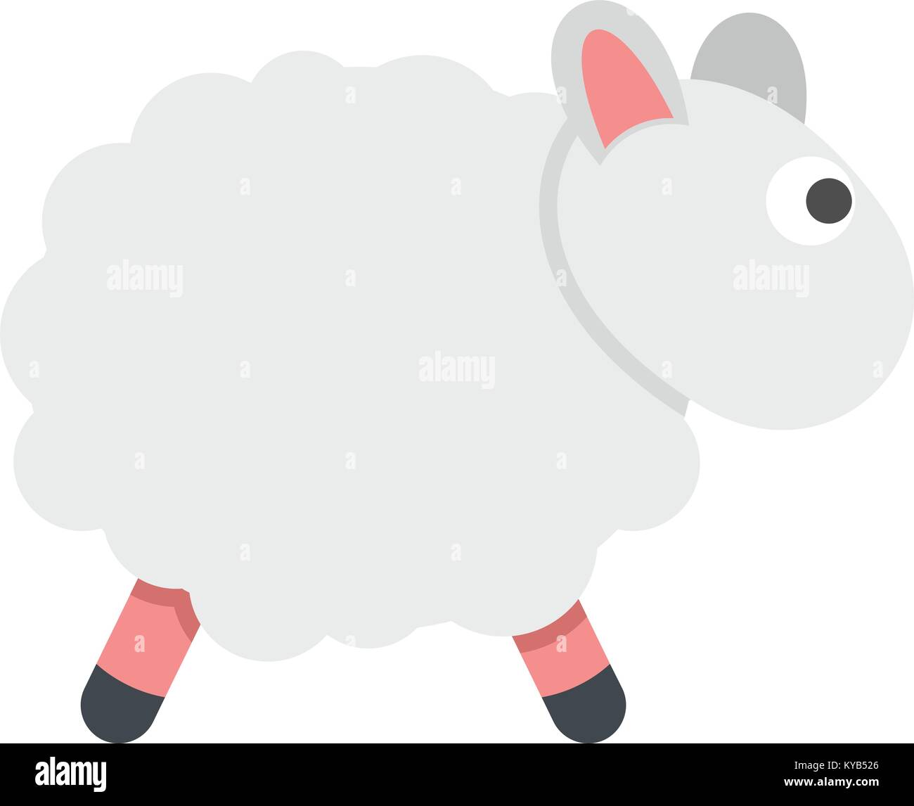 White sheep icon flat isolated on white background vector illustration ...