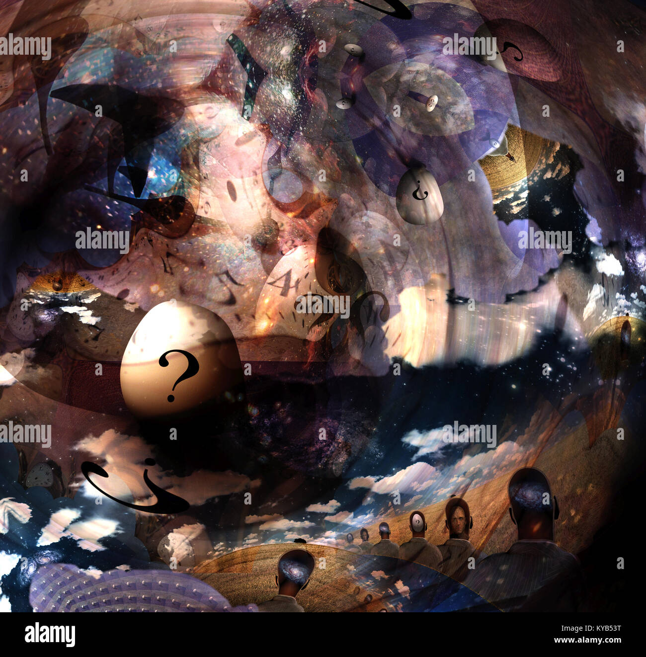 Human, time and mind elements. 3D rendering Stock Photo - Alamy