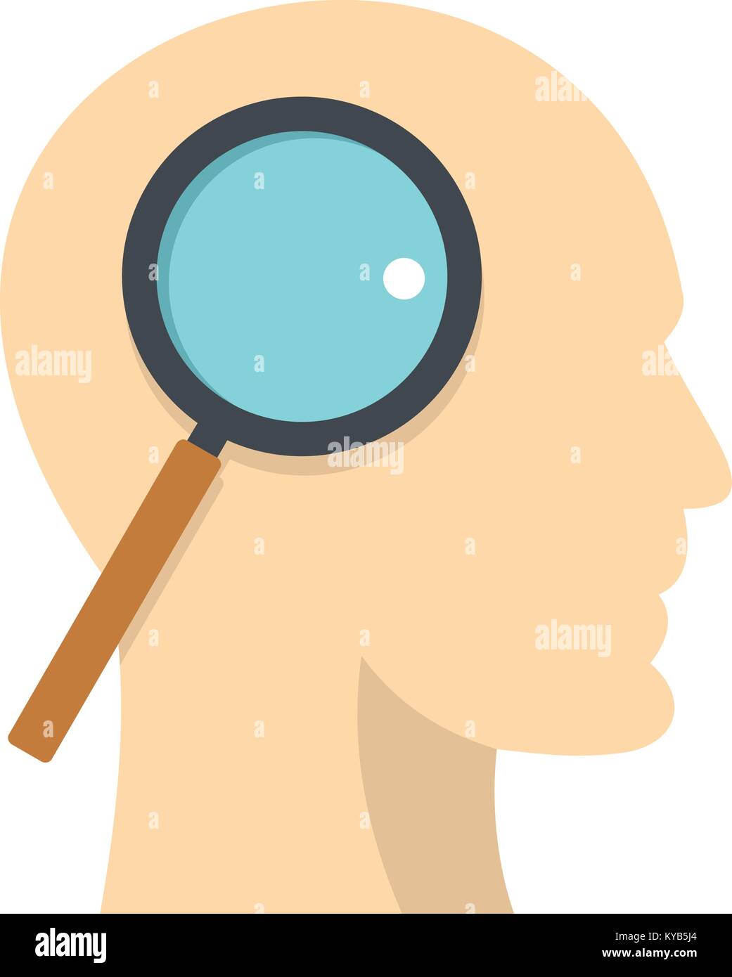 Profile of the head with magnifying glass icon Stock Vector Image & Art ...