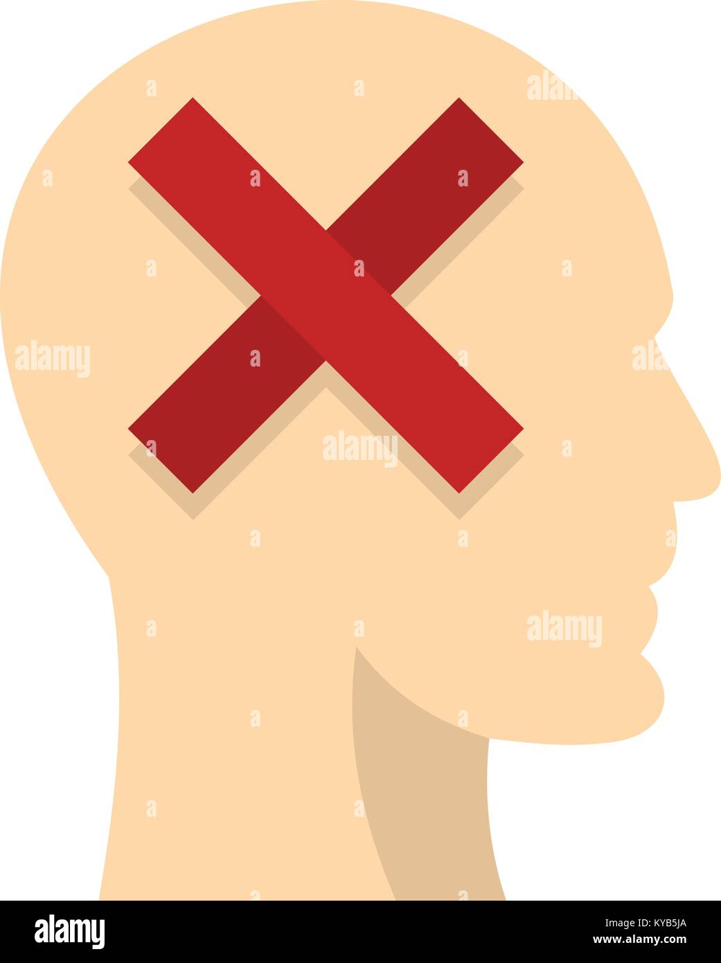 Man head silhouette with red cross inside icon Stock Vector Image & Art ...