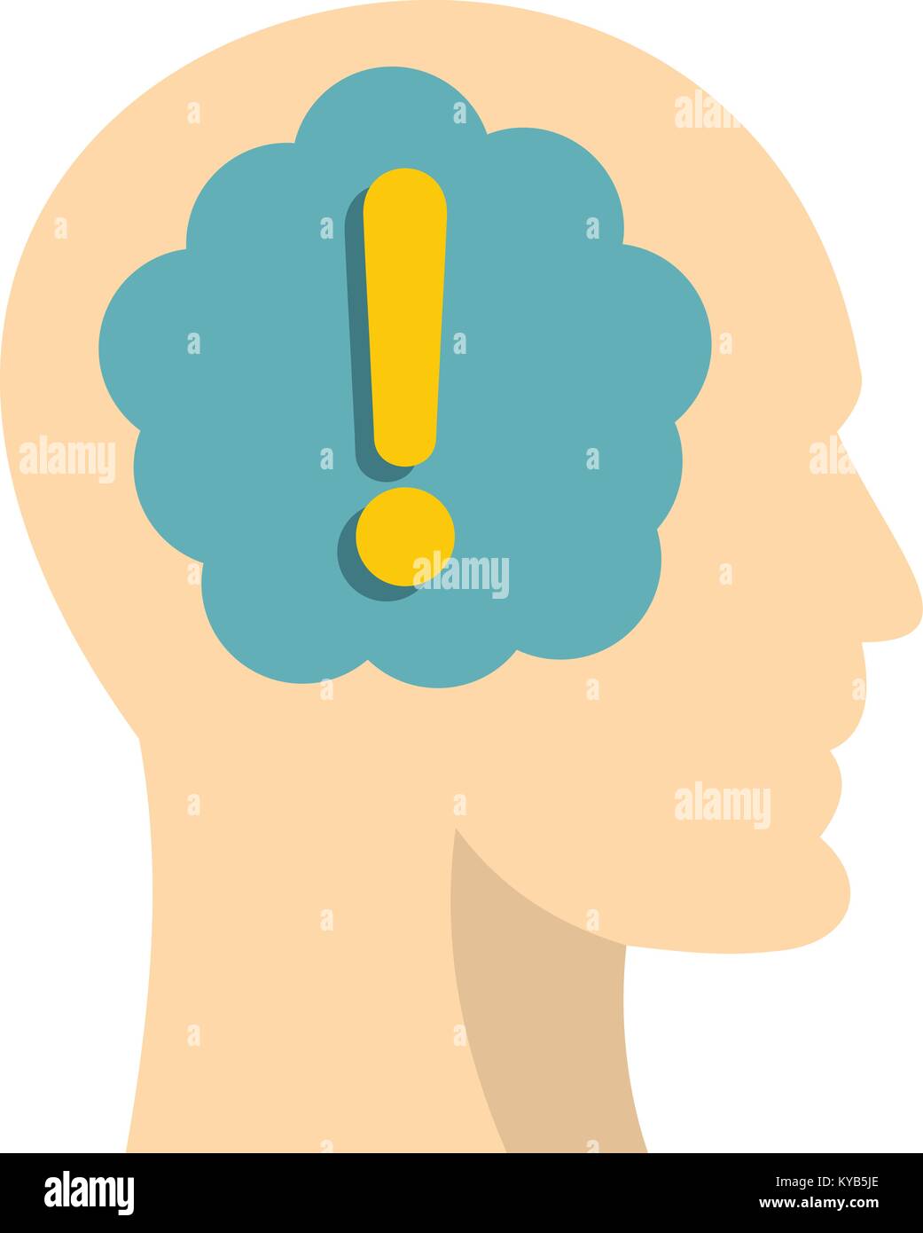 Exclamation mark inside human head icon isolated Stock Vector Image ...