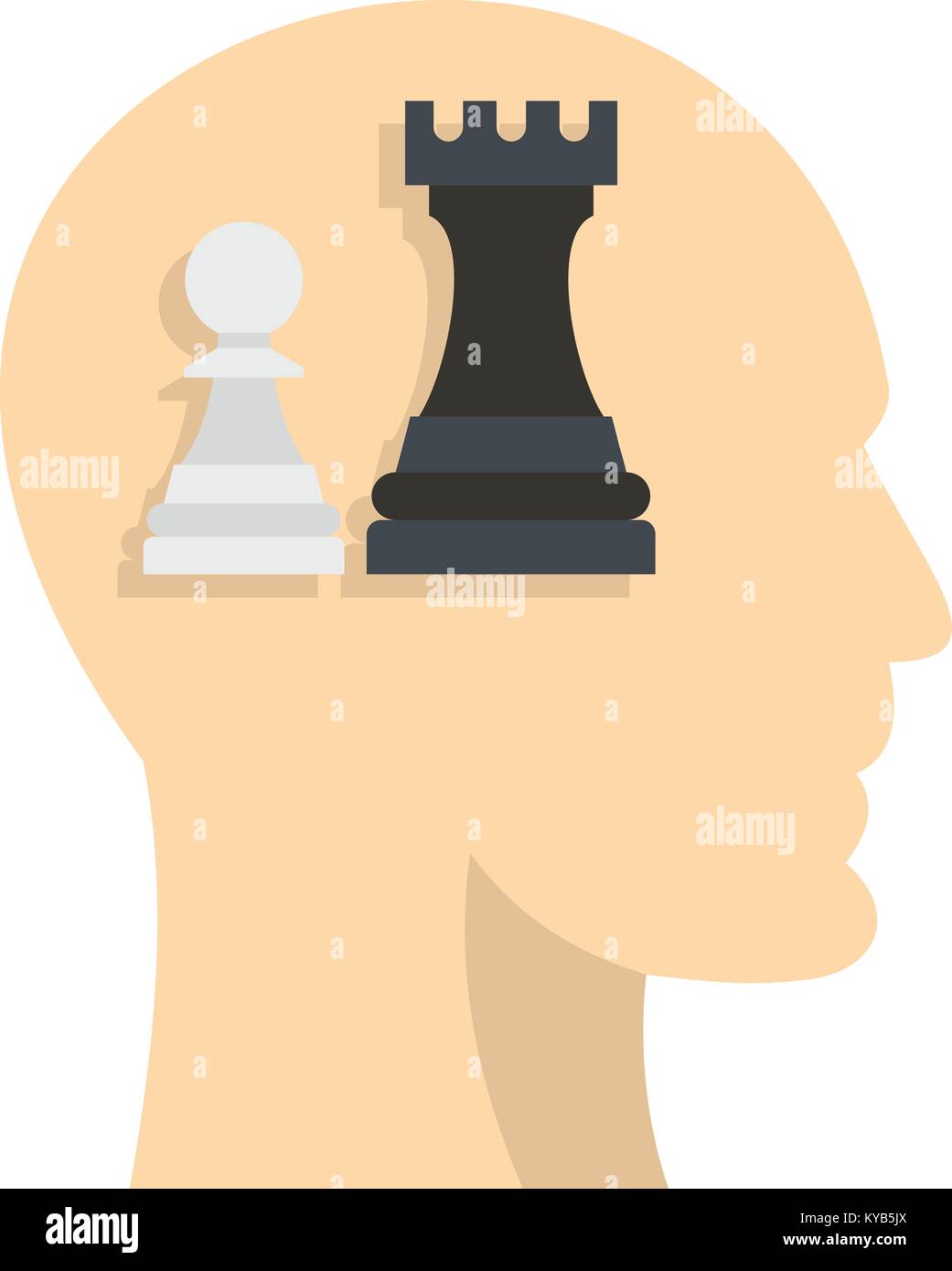 Queen and pawn chess inside human head icon Stock Vector Image & Art ...