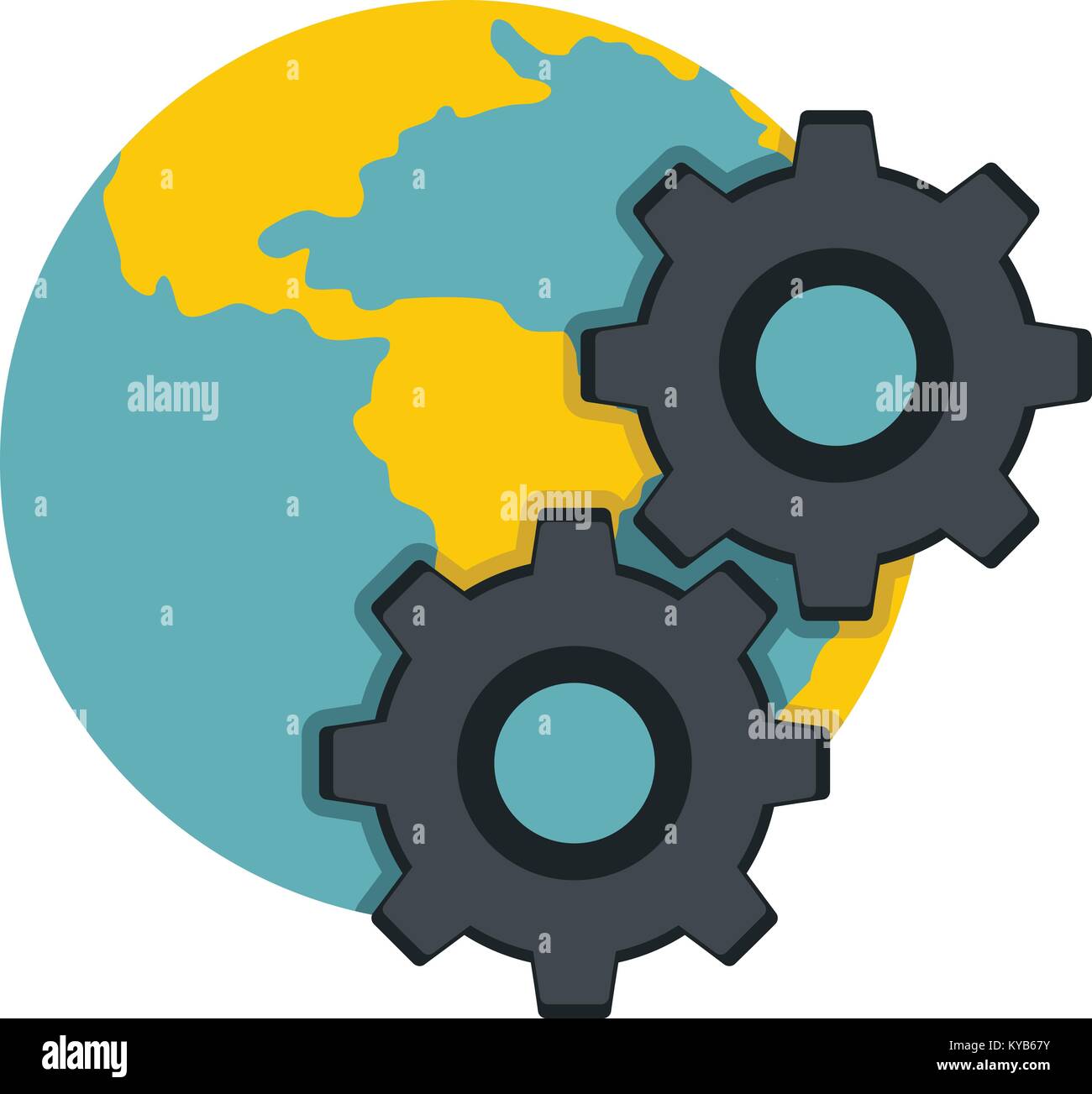 Earth and gears icon isolated Stock Vector Image & Art - Alamy