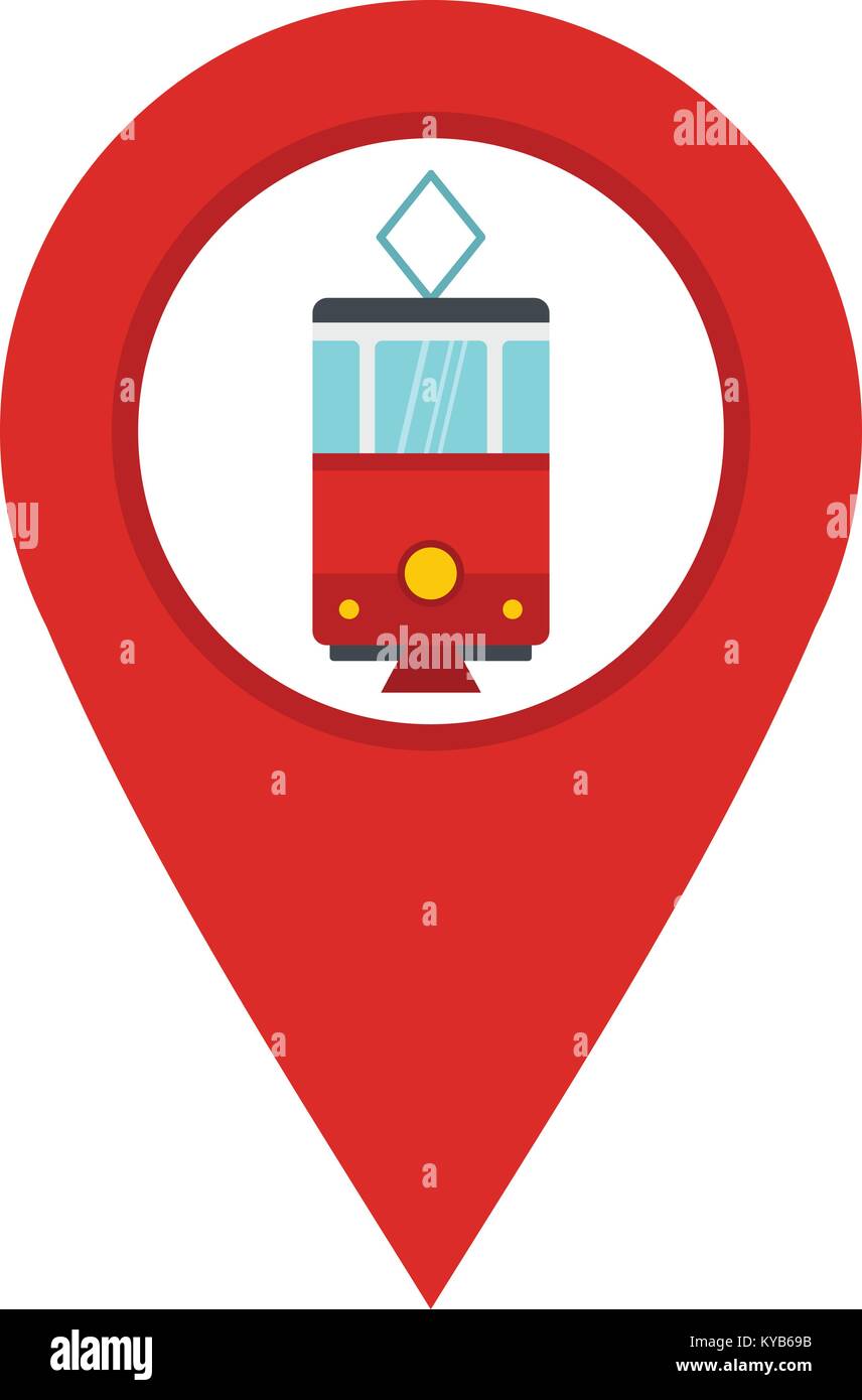 Red map pointer with tram symbol icon isolated Stock Vector Image & Art ...