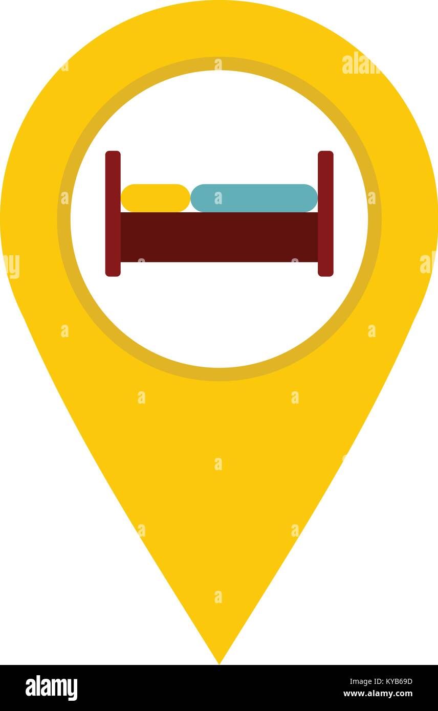 Yellow map pointer with symbol hotel icon isolated Stock Vector Image ...
