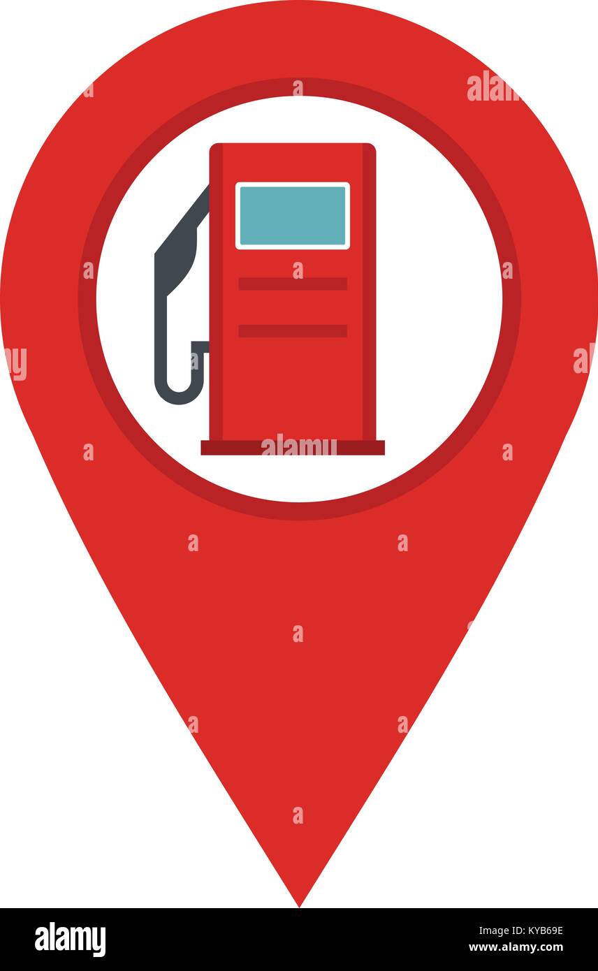 Red map pin with gas station sign icon isolated Stock Vector Image ...
