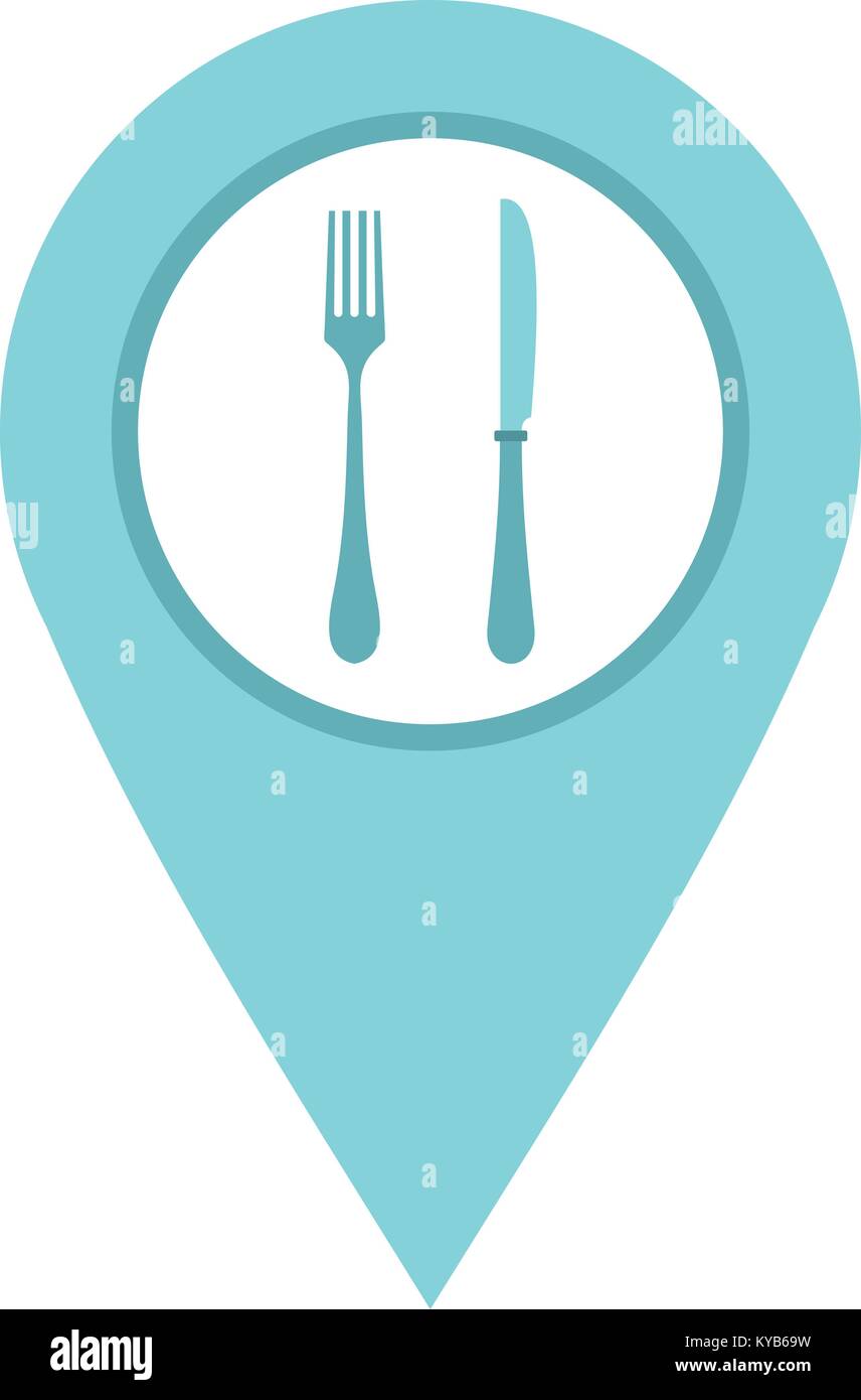 Light blue map pointer with restaurant sign icon Stock Vector Image ...