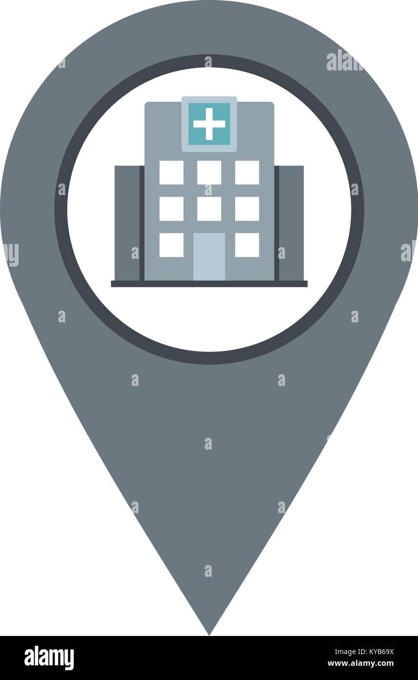 Gray map pointer with symbol hospital icon Stock Vector Image & Art - Alamy