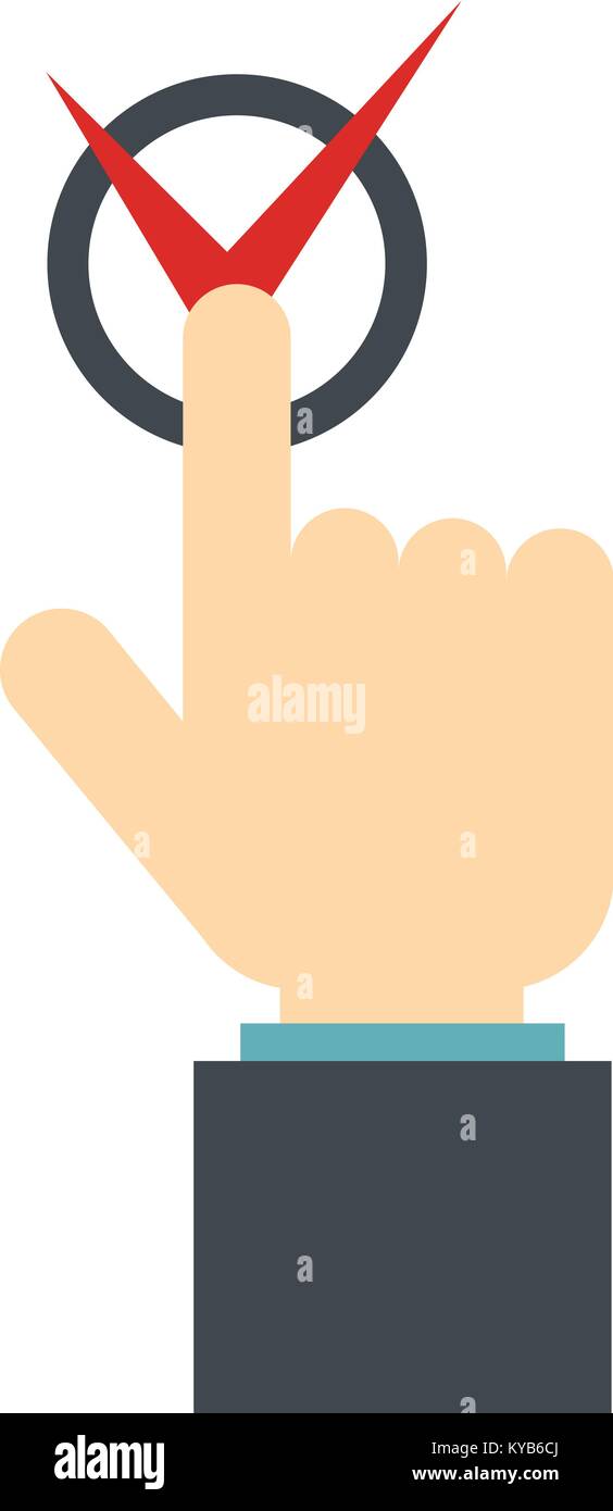 Hand finger pressing button with red tick icon Stock Vector Image & Art ...