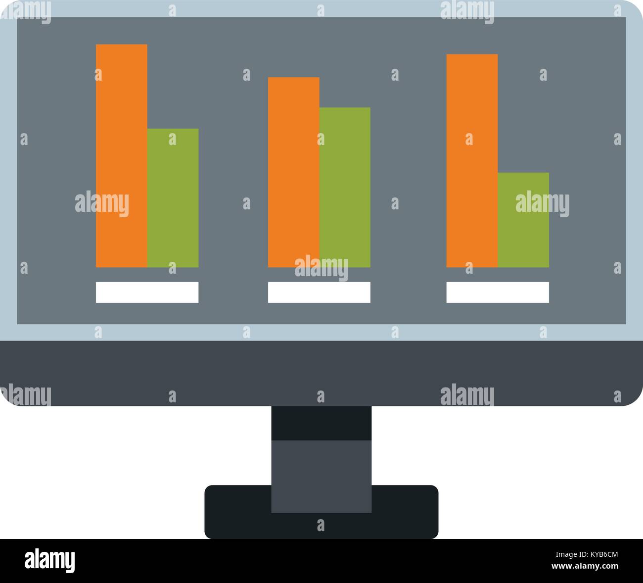 Bar graph on the screen of computer icon isolated Stock Vector Image ...
