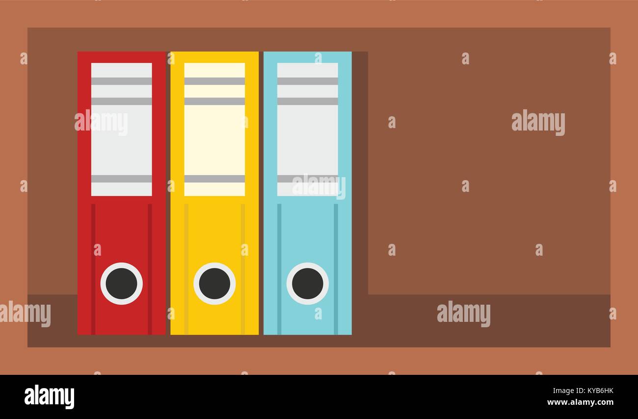 Colorful office folders on wooden shelf icon Stock Vector Image & Art ...