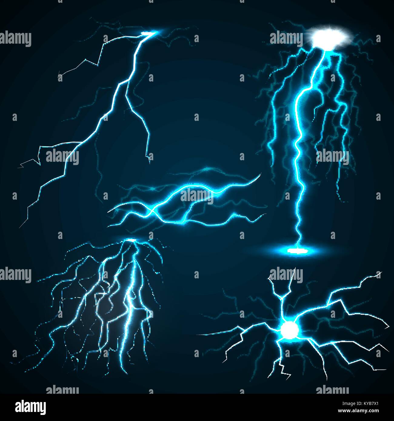 Lightning set, realistic style Stock Vector Image & Art - Alamy