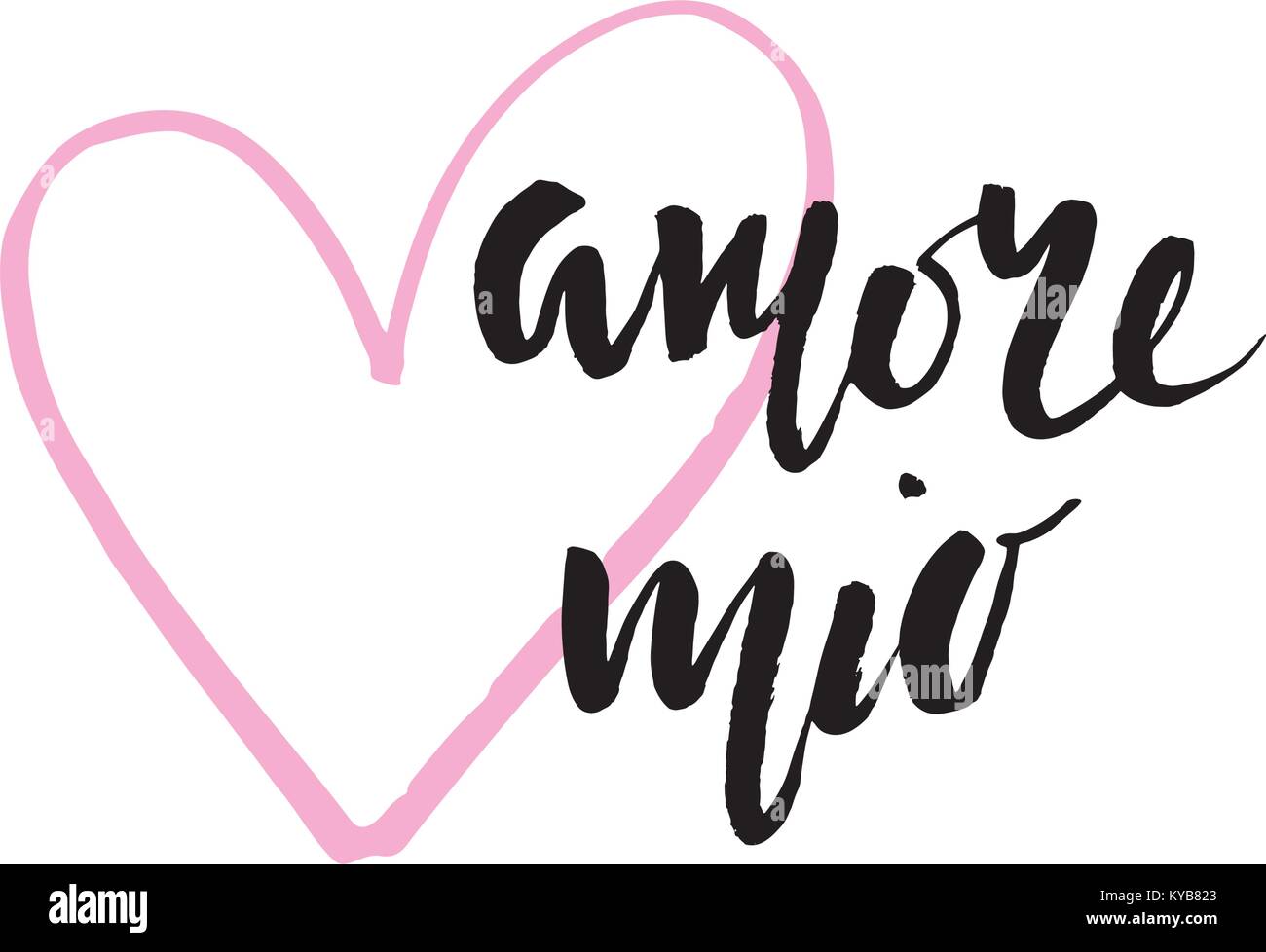 Amore mio. Valentines day calligraphy glitter card. Hand drawn design ...