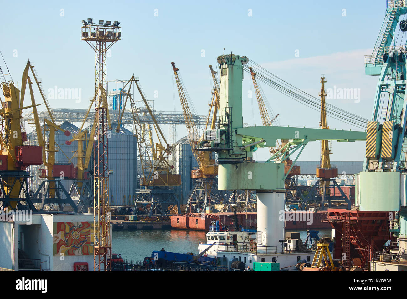 Cargo terminal of international freight industrial port Stock Photo - Alamy