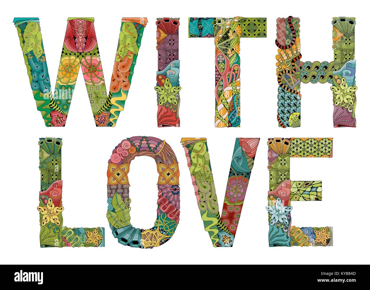 Hand-painted art design. Hand drawn illustration words with love for t ...
