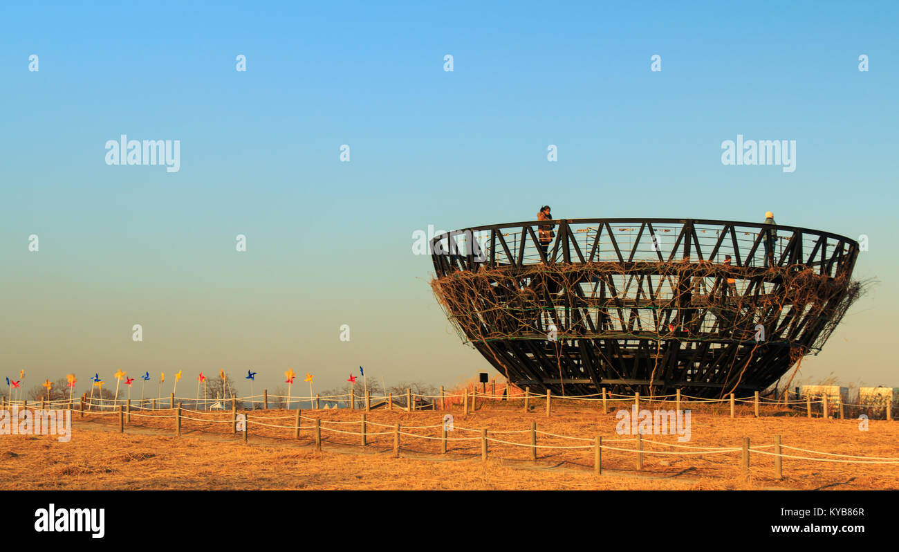 Winter landscape of Haneul Park, another name is Skypark, in Seoul ...