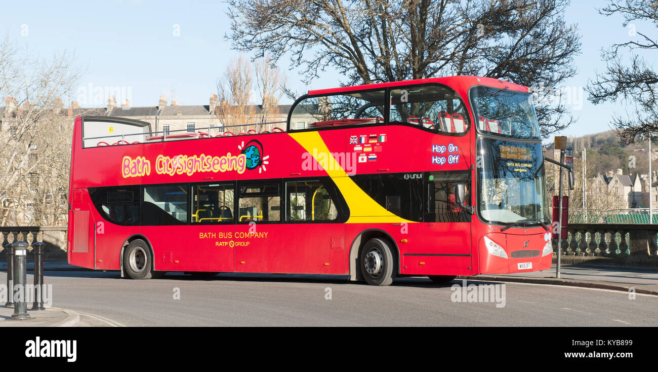 Bath City Sightseeing open top bus, Bath, Somerset, England, UK Stock ...