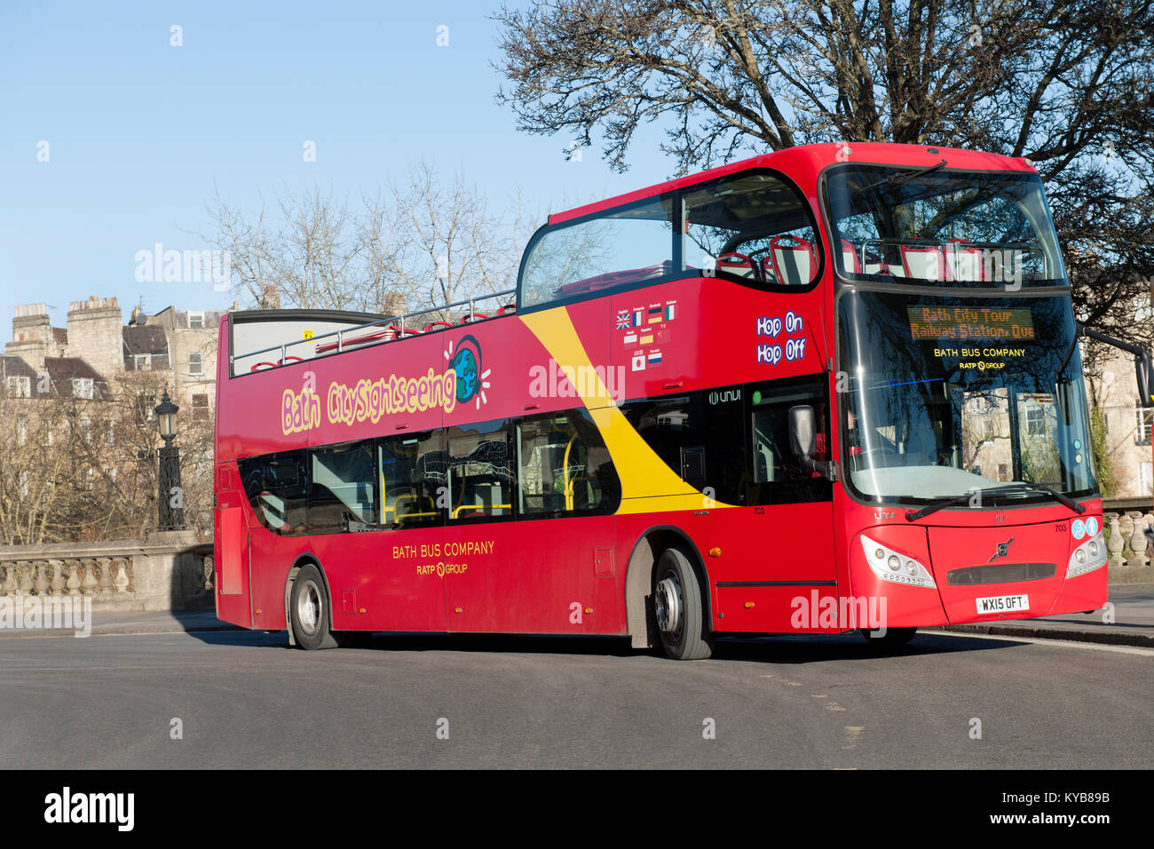 Bath City Sightseeing open top bus, Bath, Somerset, England, UK Stock ...