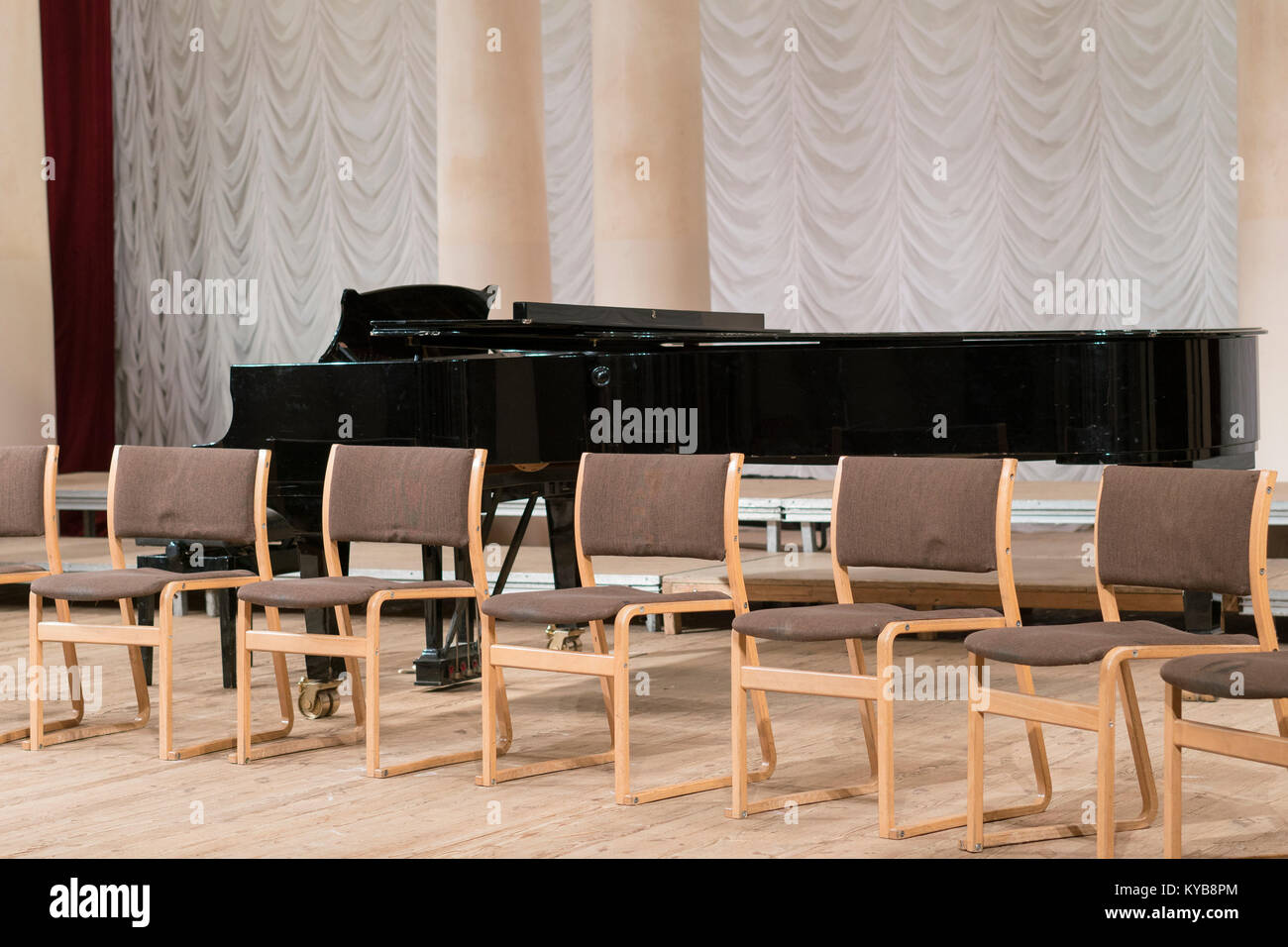 Auditorium empty stage red microphone hi-res stock photography and ...