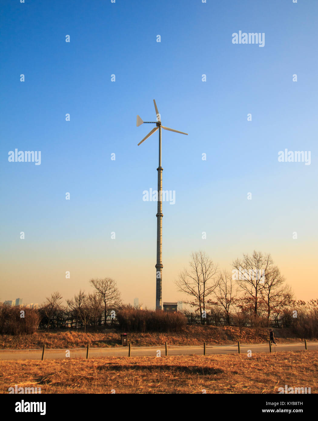 Wind turbine in Haneul Park, another name is Skypark, in Seoul, Korea ...