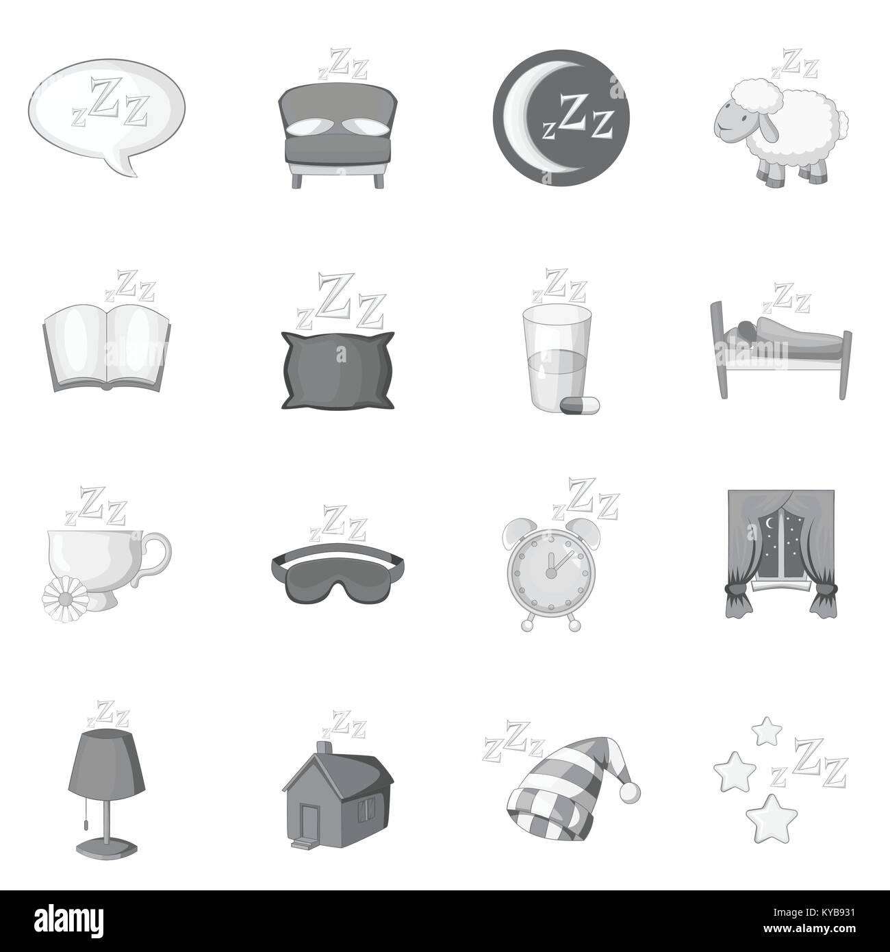 Sleep symbols icons set monochrome Stock Vector Image & Art - Alamy