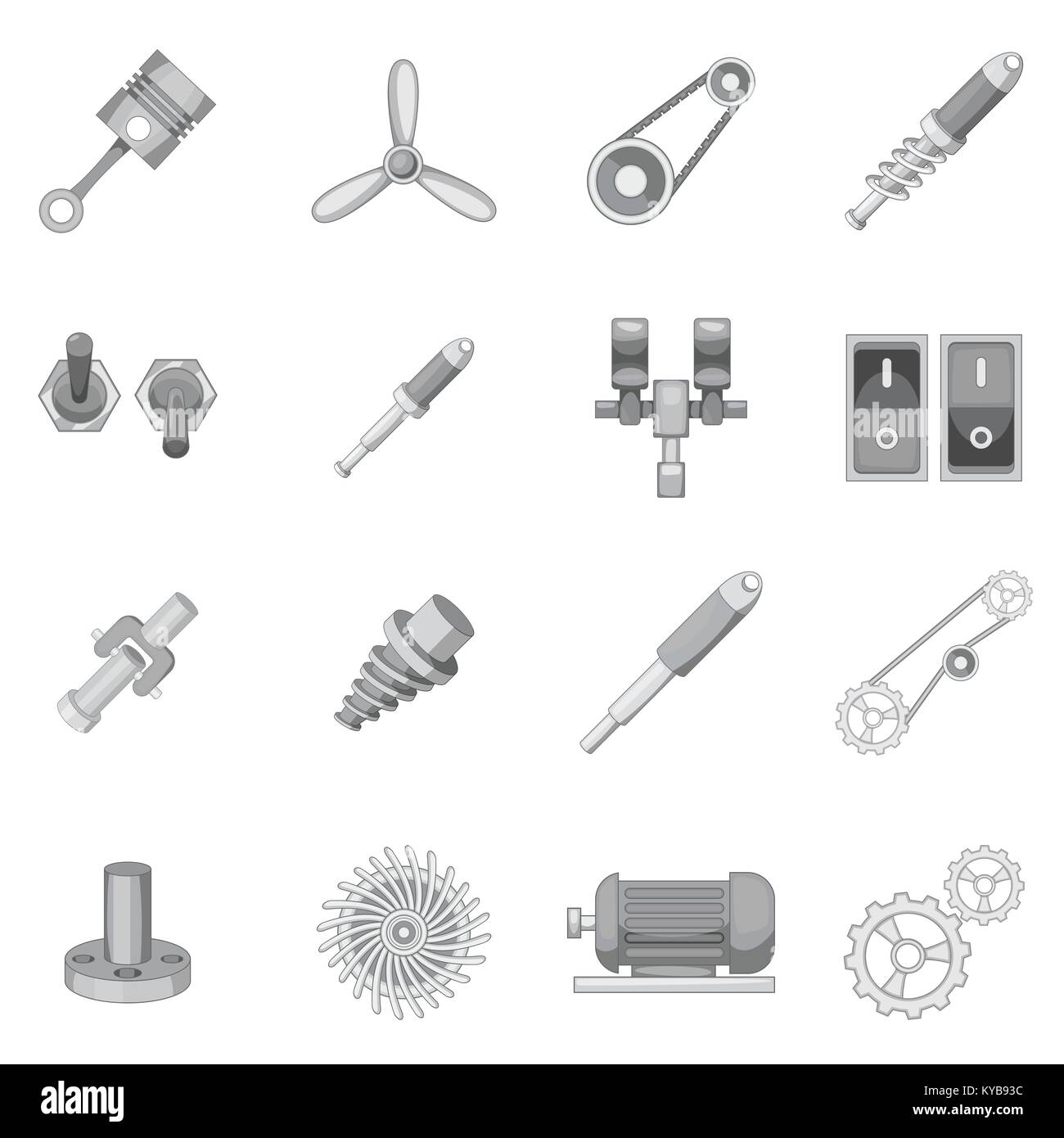 Mechanism parts icons set monochrome Stock Vector Image & Art - Alamy