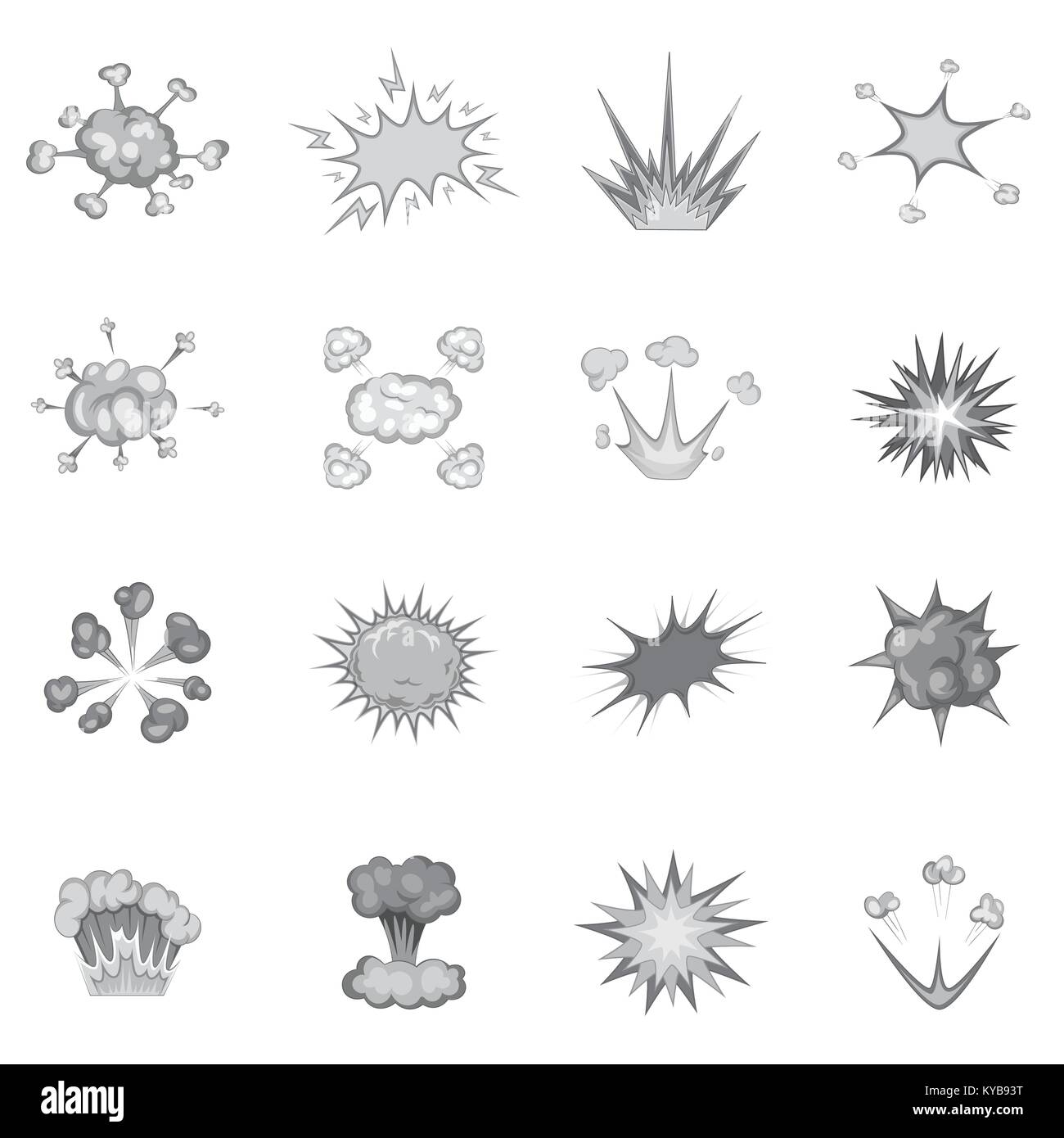 Explosion icons set monochrome Stock Vector Image & Art - Alamy