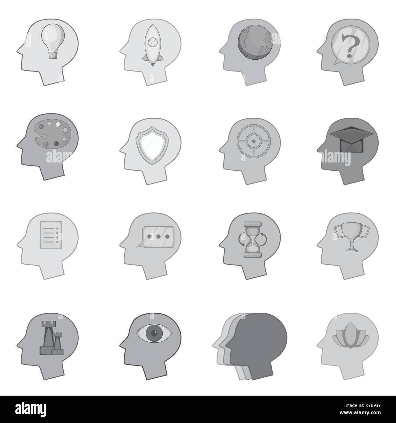 Human mind head icons set monochrome Stock Vector Image & Art - Alamy