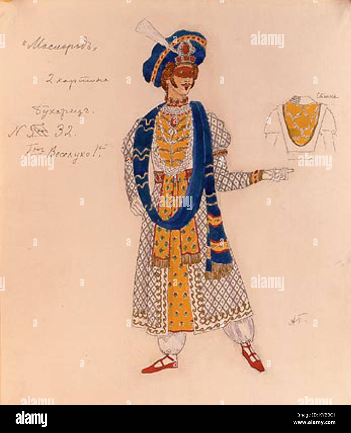 'Masquerade' by Golovin, depicting a Bukhara man in traditional costume ...