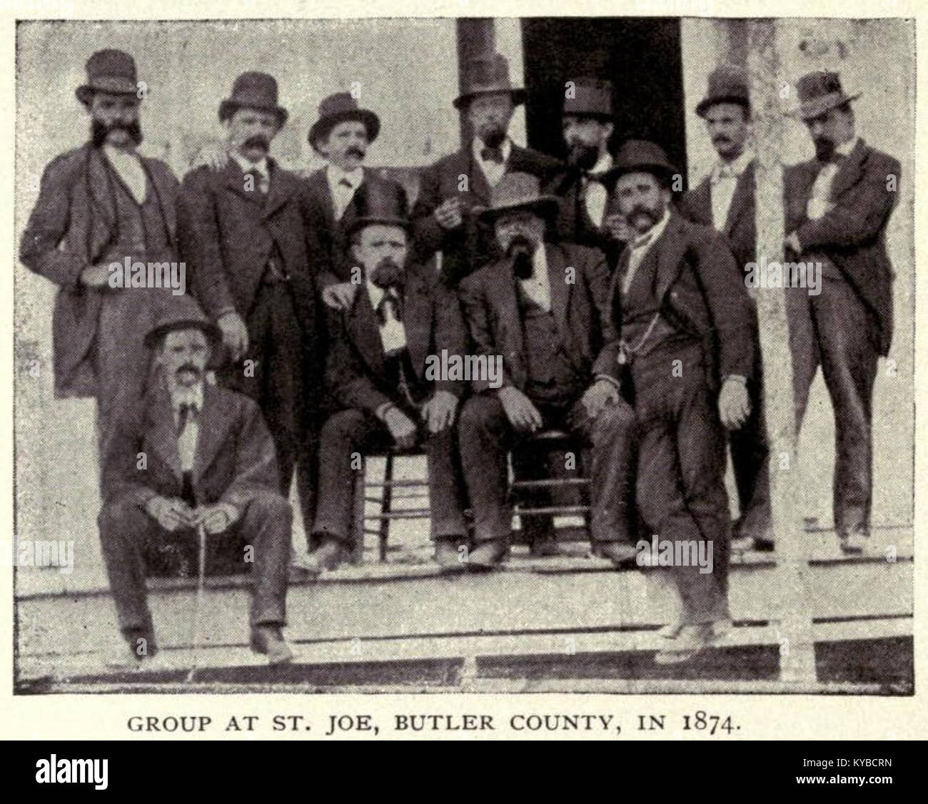 A historical photograph of oilers in St. Joe, Butler County ...