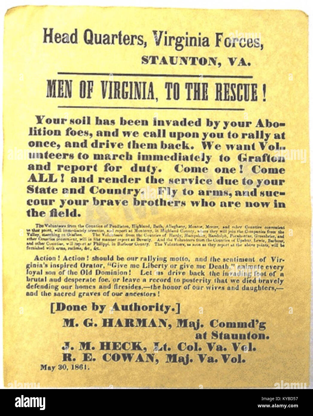 'Men of Virginia to the Rescue!' is an engraving from May 1861 ...