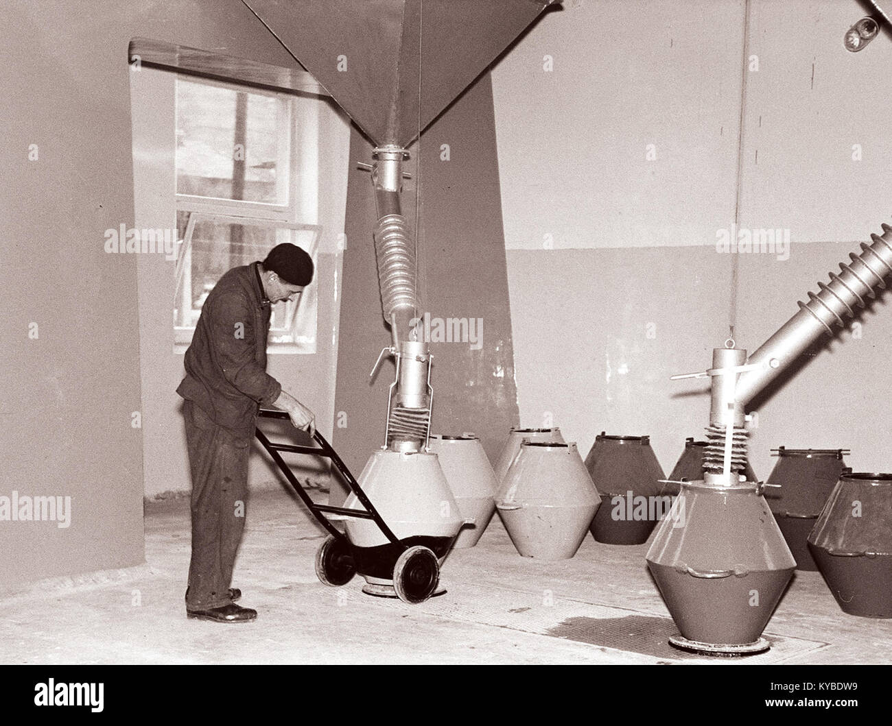 Lead oxide grinding at Autoobnova Maribor in 1960, involving industrial ...